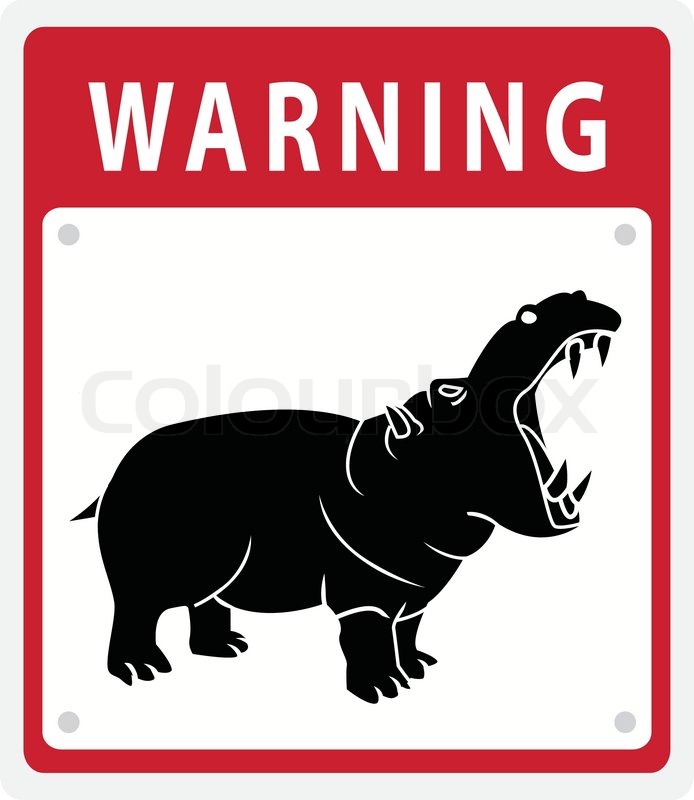 Hippo Warning Sign | Stock Vector | Colourbox