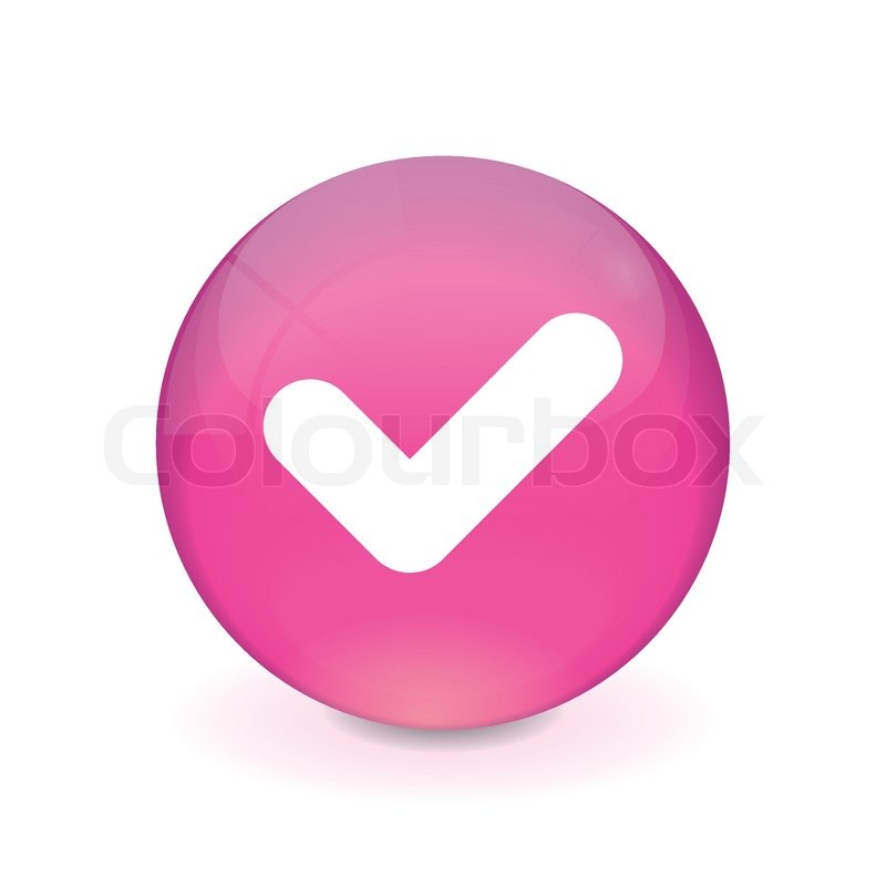 Round pink button - checkmark icon | Stock vector | Colourbox