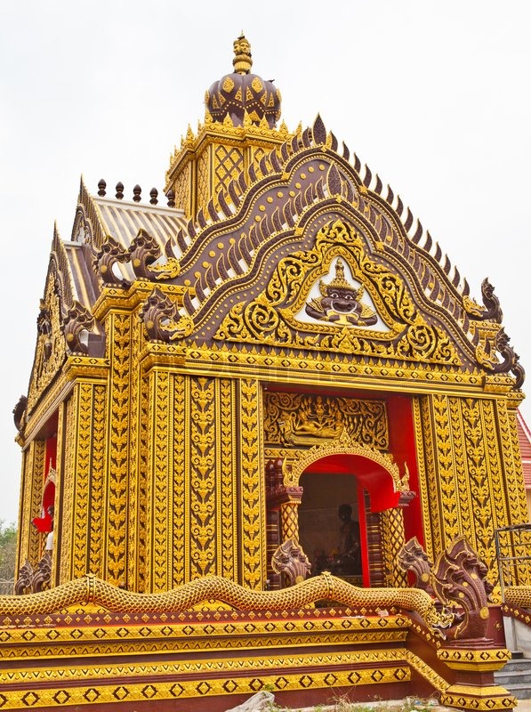 Detail of ornately decorated temple ... | Stock image | Colourbox