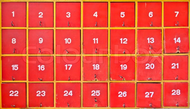 Red cabinet with number | Stock image | Colourbox