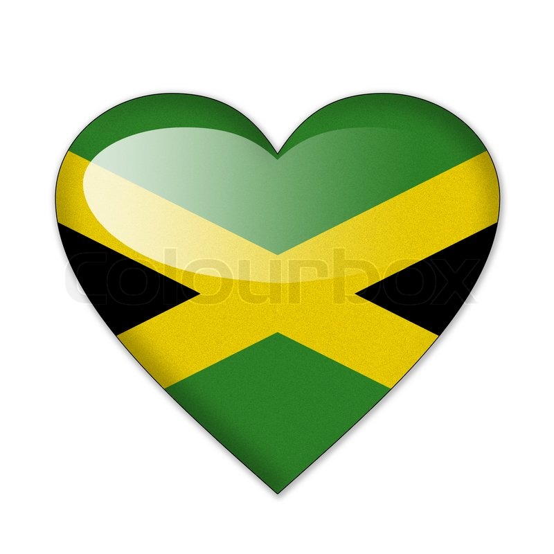 Jamaica flag in heart shape isolated on ... | Stock image | Colourbox