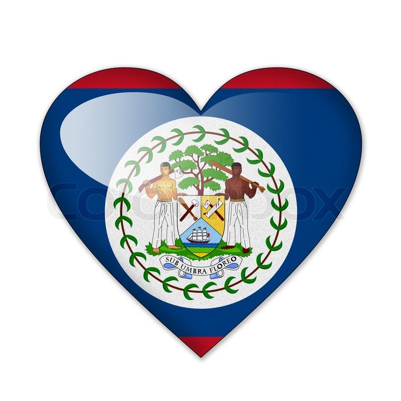 Belize flag in heart shape isolated on ... | Stock image | Colourbox
