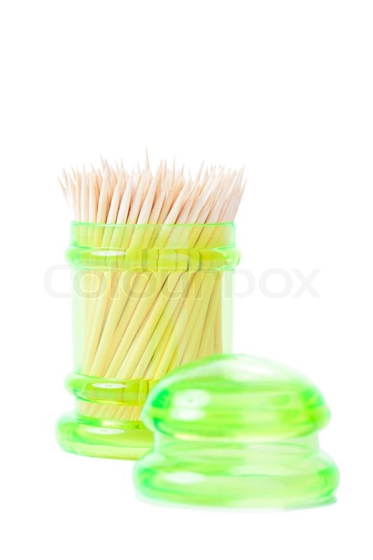 Toothpick in green container isolated ... | Stock image | Colourbox