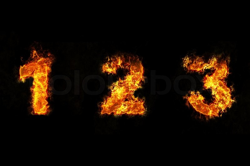 Fire on number 1, 2 and 3 | Stock image | Colourbox