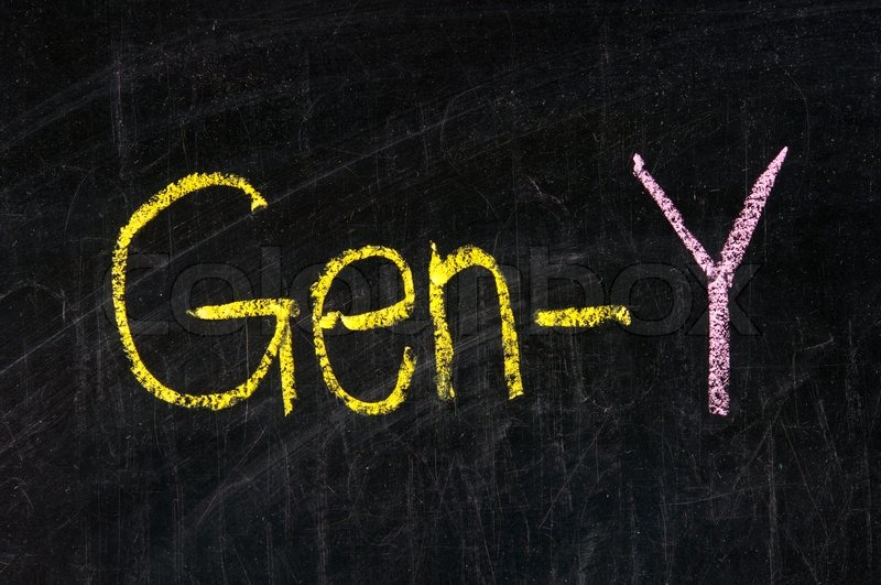The word GEN-Y handwritten with chalkon ... | Stock image | Colourbox