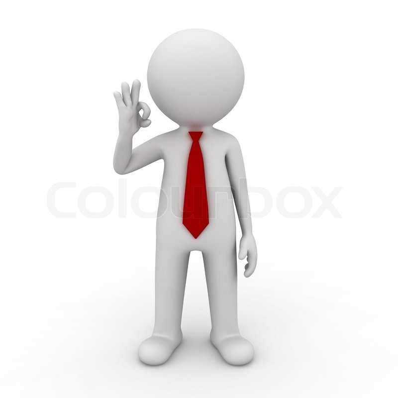 3d business man showing OK hand sign ... | Stock image | Colourbox