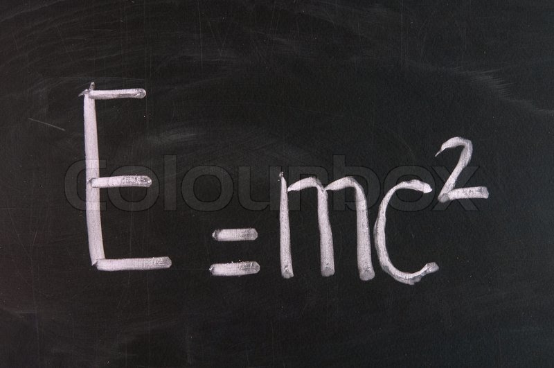 Formula emc2 Theory of relativity written on school chalkboard | Stock ...