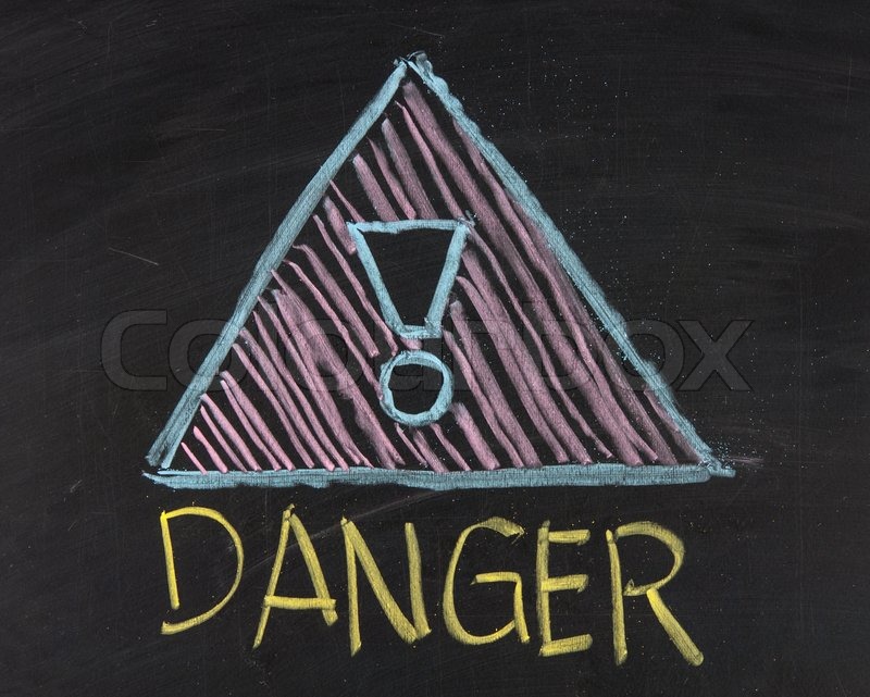"Chalk drawing - Danger sign and text" | Stock image | Colourbox