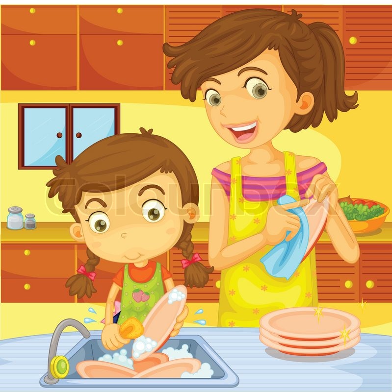 Helping at home | Stock vector | Colourbox