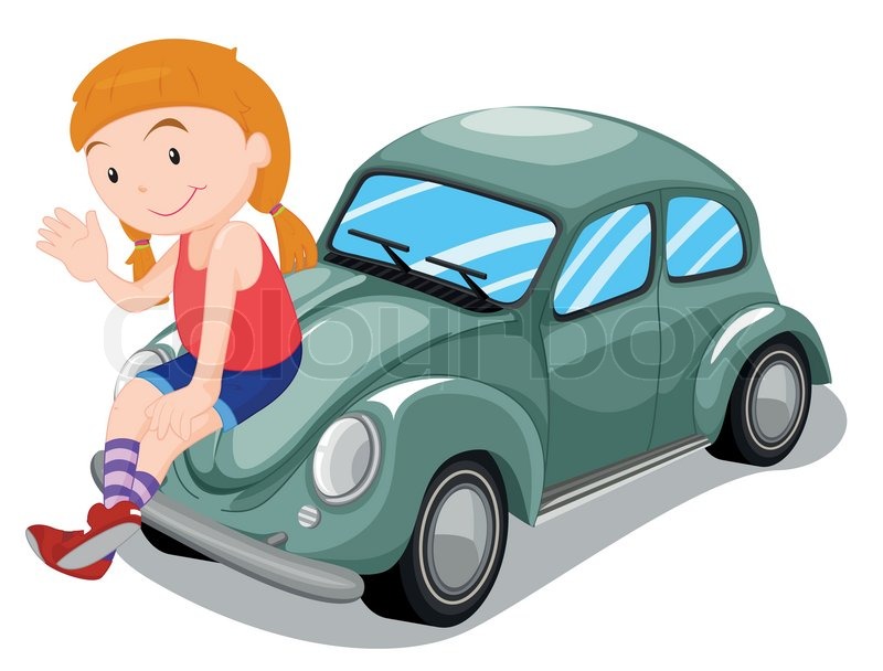 Girl and car | Stock vector | Colourbox