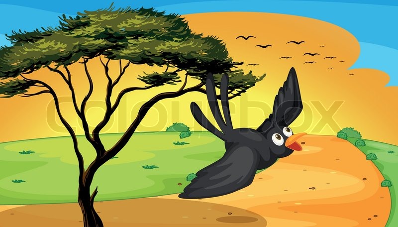 Bird fly near tree | Stock vector | Colourbox