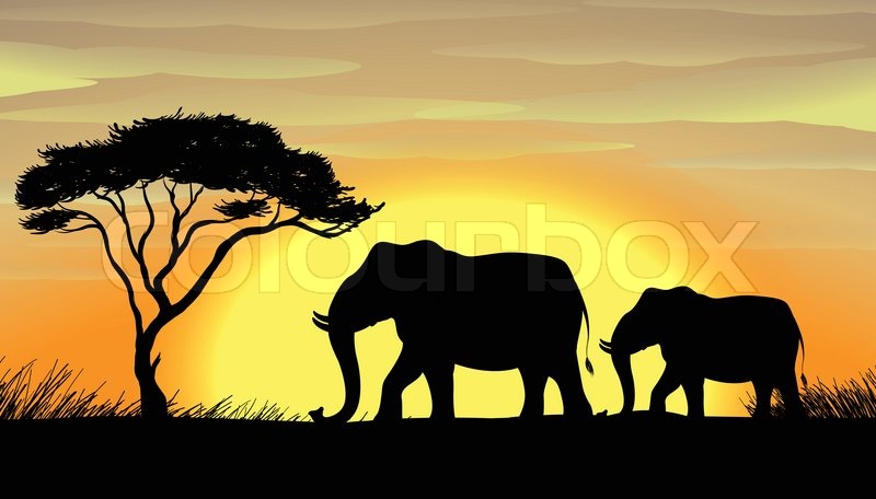 Elephant under a tree | Stock vector | Colourbox