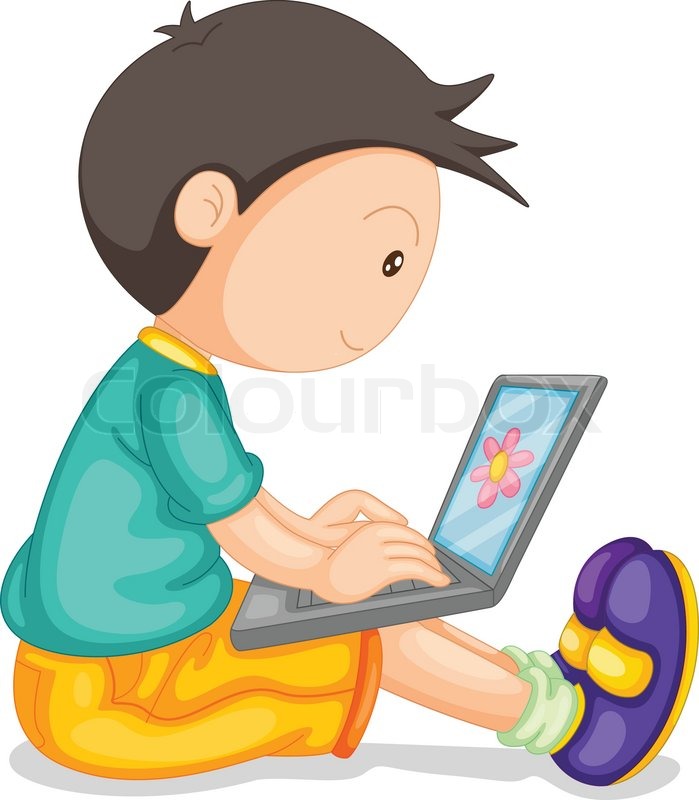 A boy and laptop | Stock vector | Colourbox