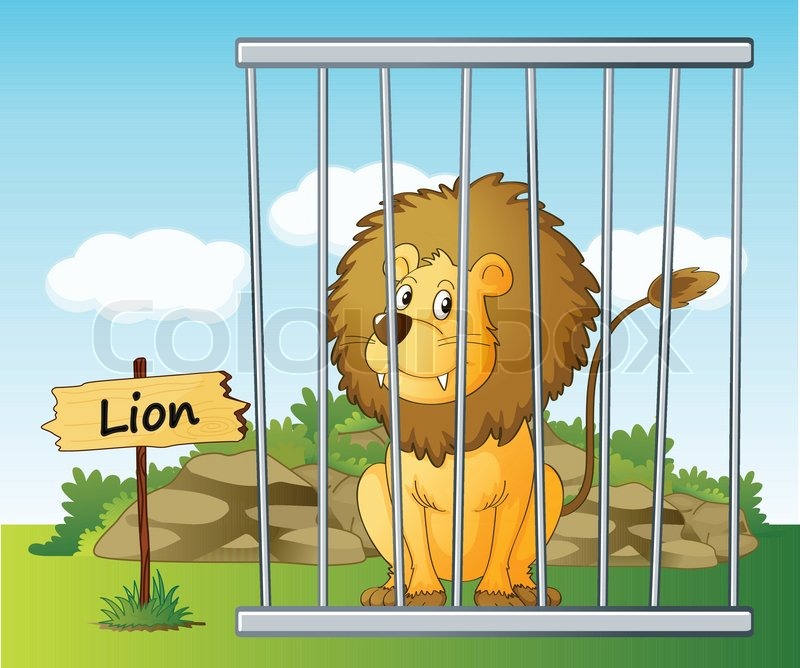 Lion in cage | Stock vector | Colourbox