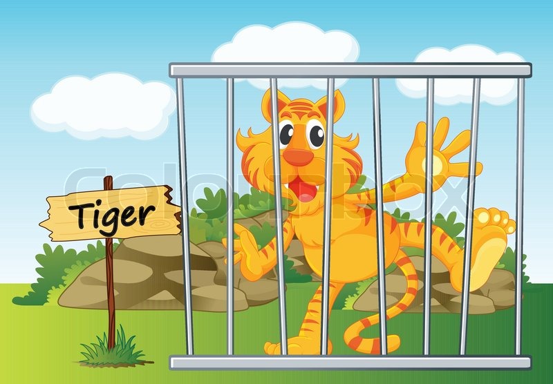 Tiger in cage | Stock vector | Colourbox