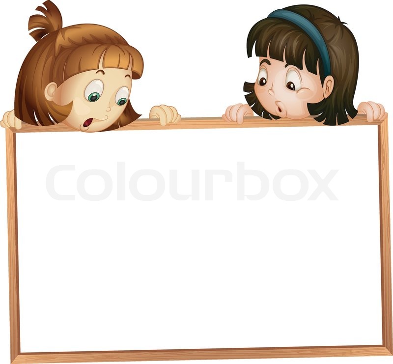 Girls showing board | Stock vector | Colourbox