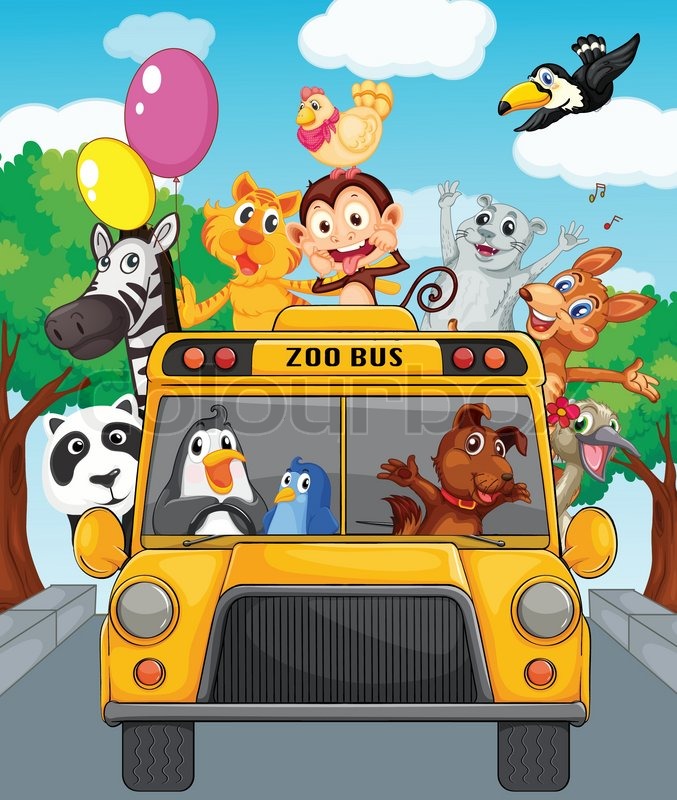 Bus of animals | Stock vector | Colourbox