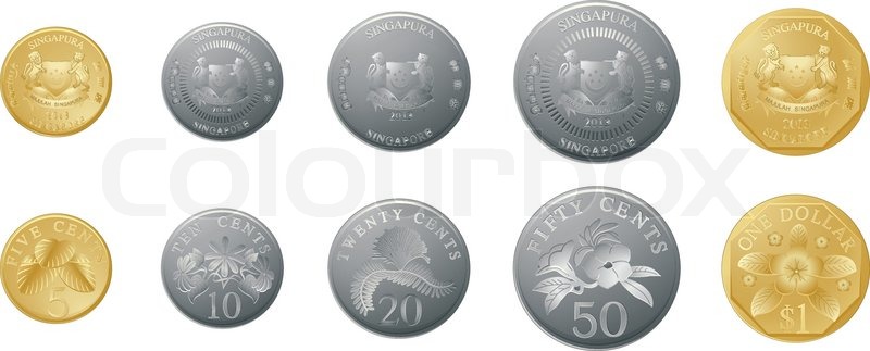 Gold and silver coins | Stock vector | Colourbox