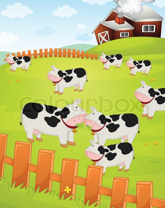 Cows in a field | Stock vector | Colourbox