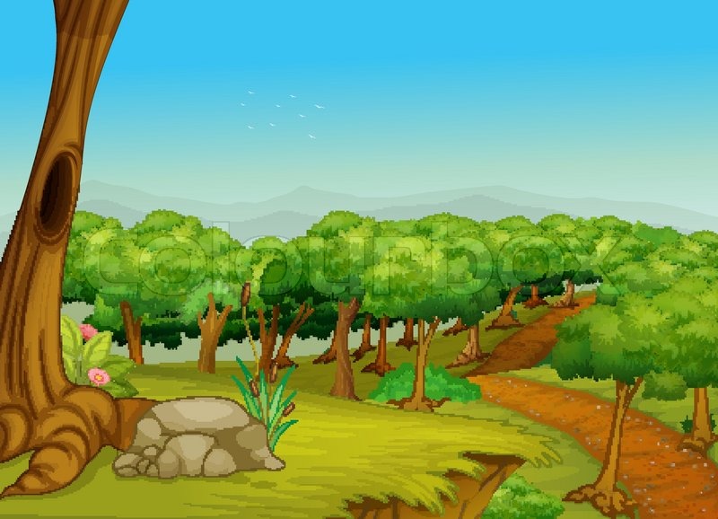 Lovely forest path | Stock vector | Colourbox