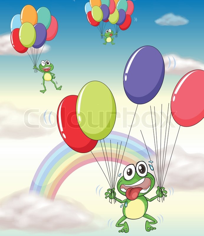 A frog and balloons | Stock vector | Colourbox