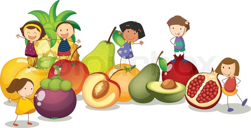Kids and fruits | Stock vector | Colourbox