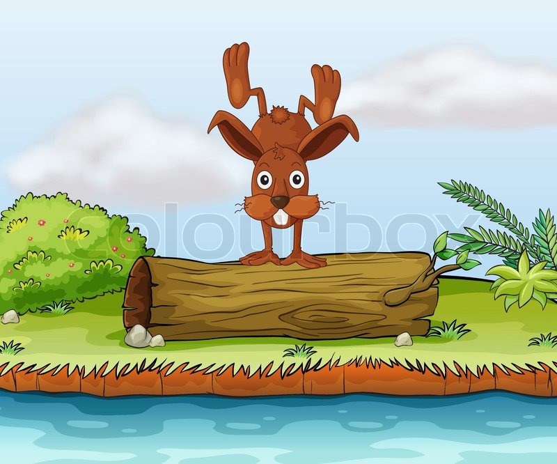 Rabbit on a log | Stock vector | Colourbox