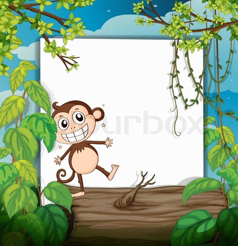 A monkey and a white board | Stock vector | Colourbox