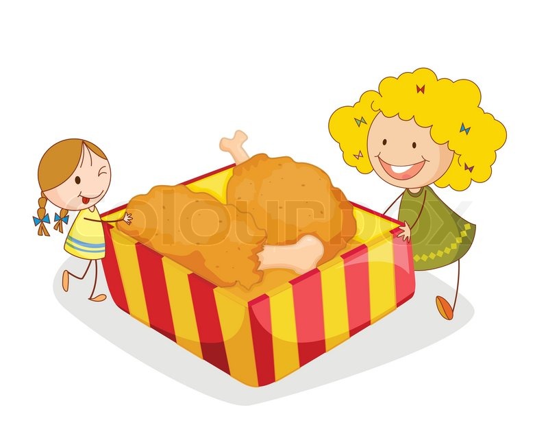 Girl and chicken | Stock vector | Colourbox