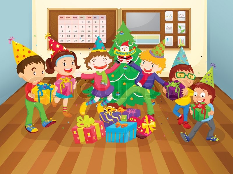 Cartoon Classroom Party