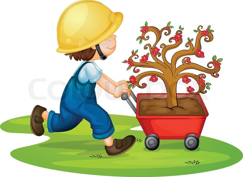 A boy carrying tree | Stock vector | Colourbox