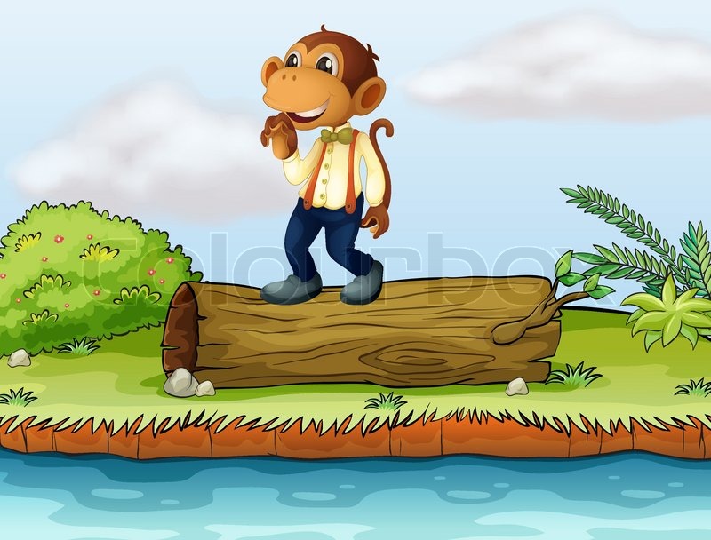 A monkey standing on a log | Stock vector | Colourbox