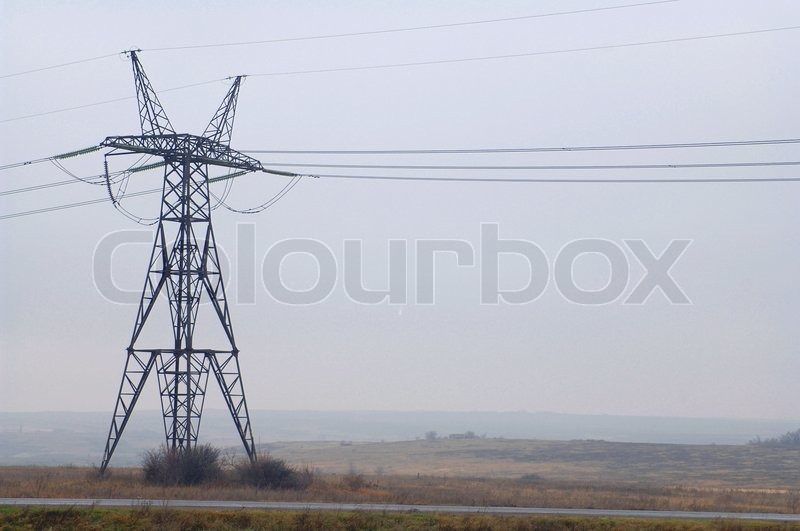 Elektrischer Strom Strommast auf ... | Stock Bild | Colourbox