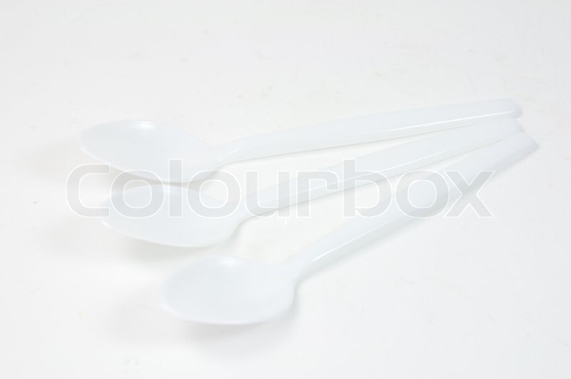 Plastic silverware set isolated on ... | Stock image | Colourbox