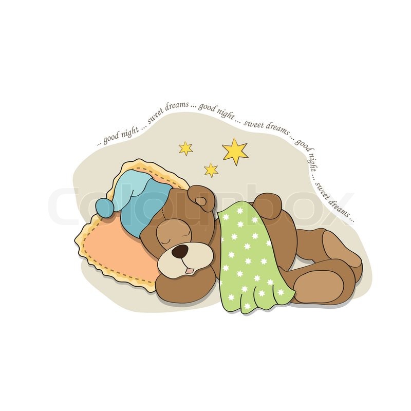 Cute Teddy Bear sleeps on pillow | Stock vector | Colourbox