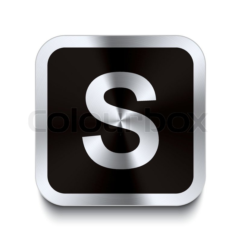 Square metal button - black letter - s | Stock vector | Colourbox Square metal button - black letter - s | Stock vector | Colourbox