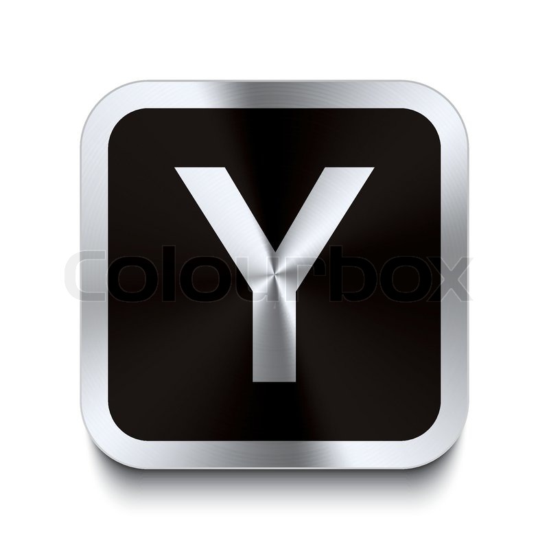 Square metal button - black letter - y | Stock vector | Colourbox