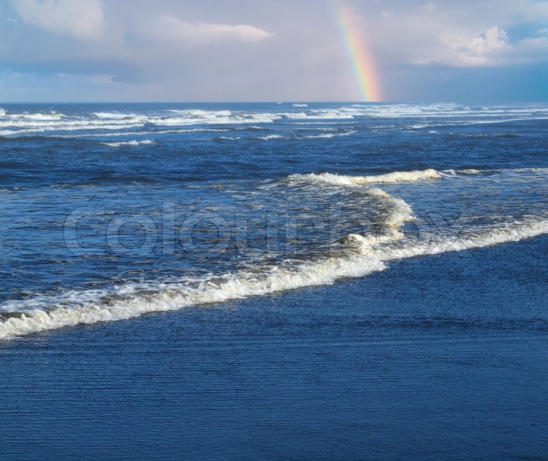 Ocean Waves Breaking on Shore with a ... | Stock image | Colourbox
