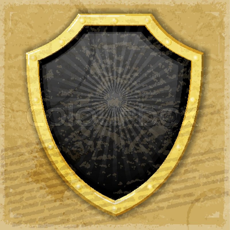 A golden shield on the vintage ... | Stock vector | Colourbox