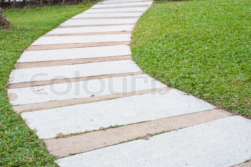 Walkway on green grassy | Stock image | Colourbox