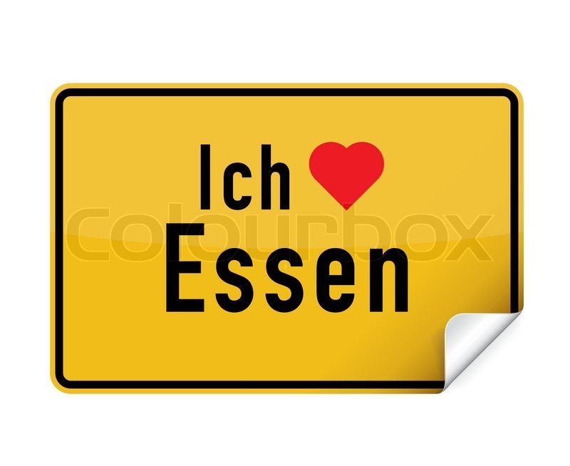 Aufkleber ortsschild - ich liebe Essen | Stock-Vektor | Colourbox