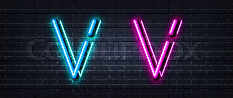 Neon Letter V