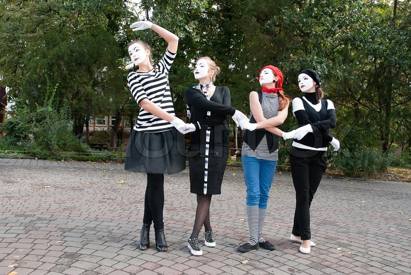 Mimes dancing in the street | Stock image | Colourbox
