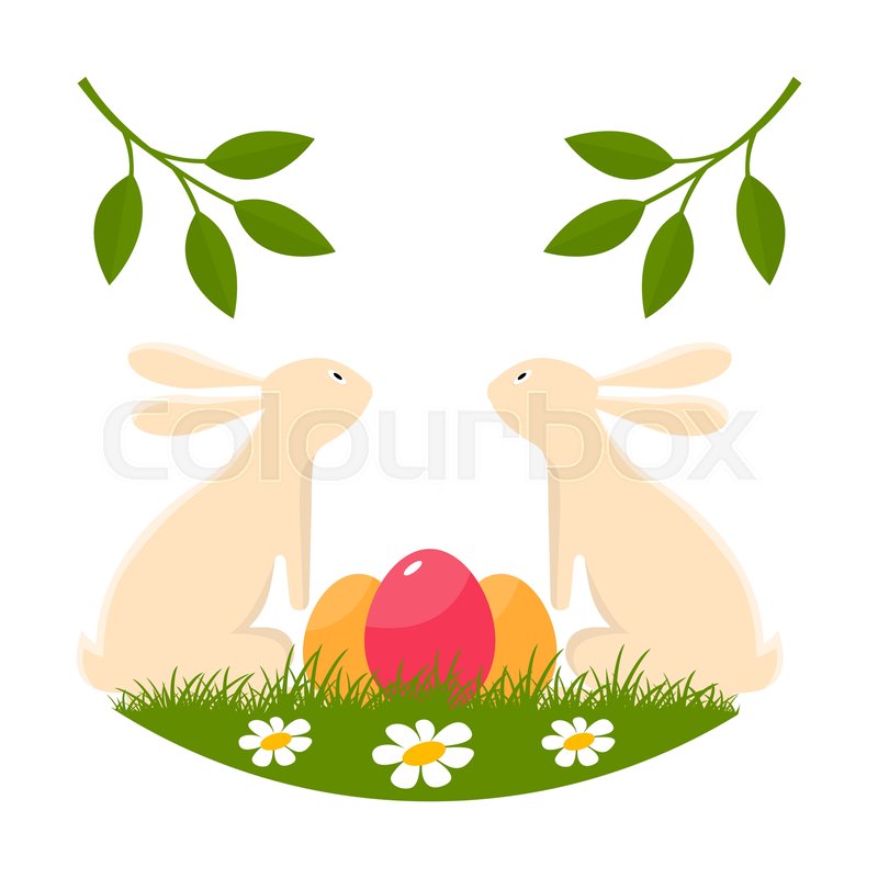 Cartoon Easter Eggs In Grass