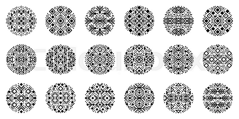Aztec Pattern Black And White Circle