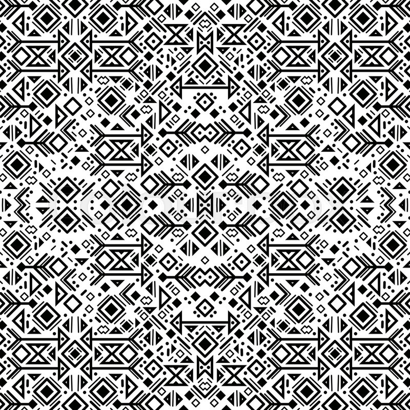 Aztec Pattern Black And White Vector