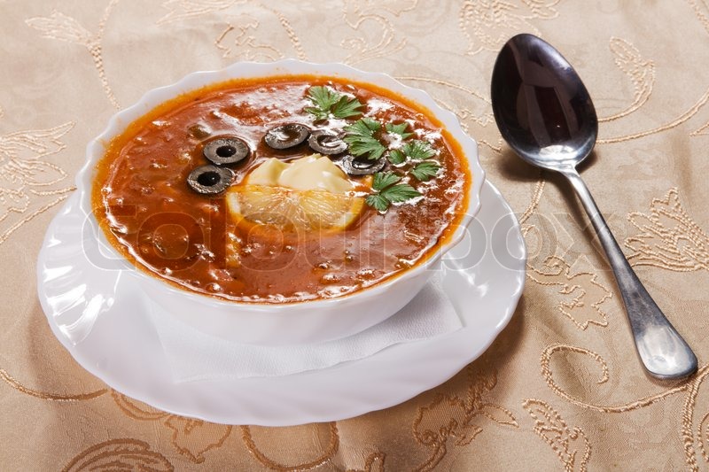Russian traditional red soup | Stock image | Colourbox