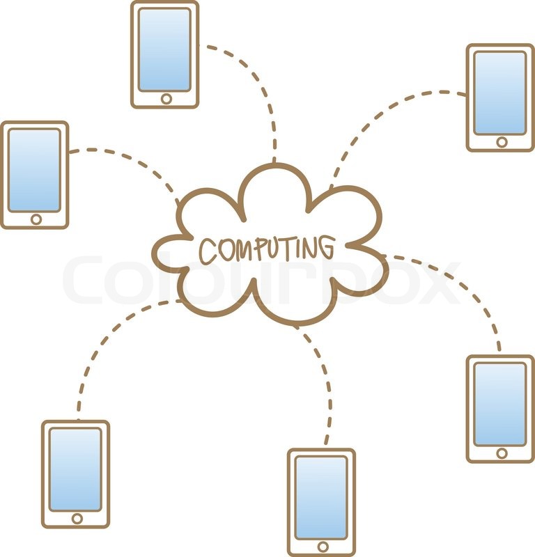 Cartoon drawing of mobile accessing to ... | Stock vector | Colourbox