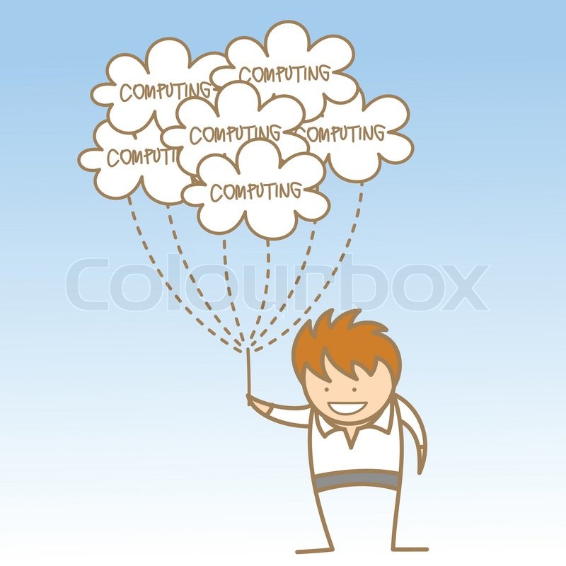 Cartoon character of man holding cloud ... | Stock vector | Colourbox