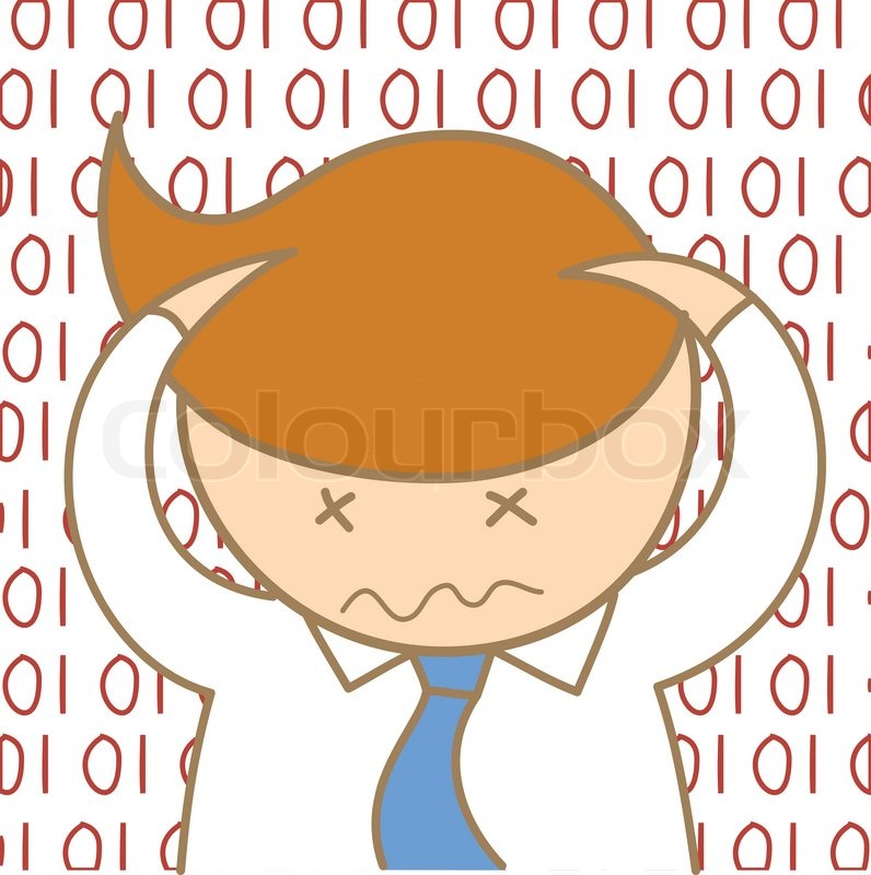 Cartoon character of man confusing information data | Stock Vector ...